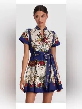 Alice + Olivia | Dresses | Alice Olivia Blue And White Floral Belted ...